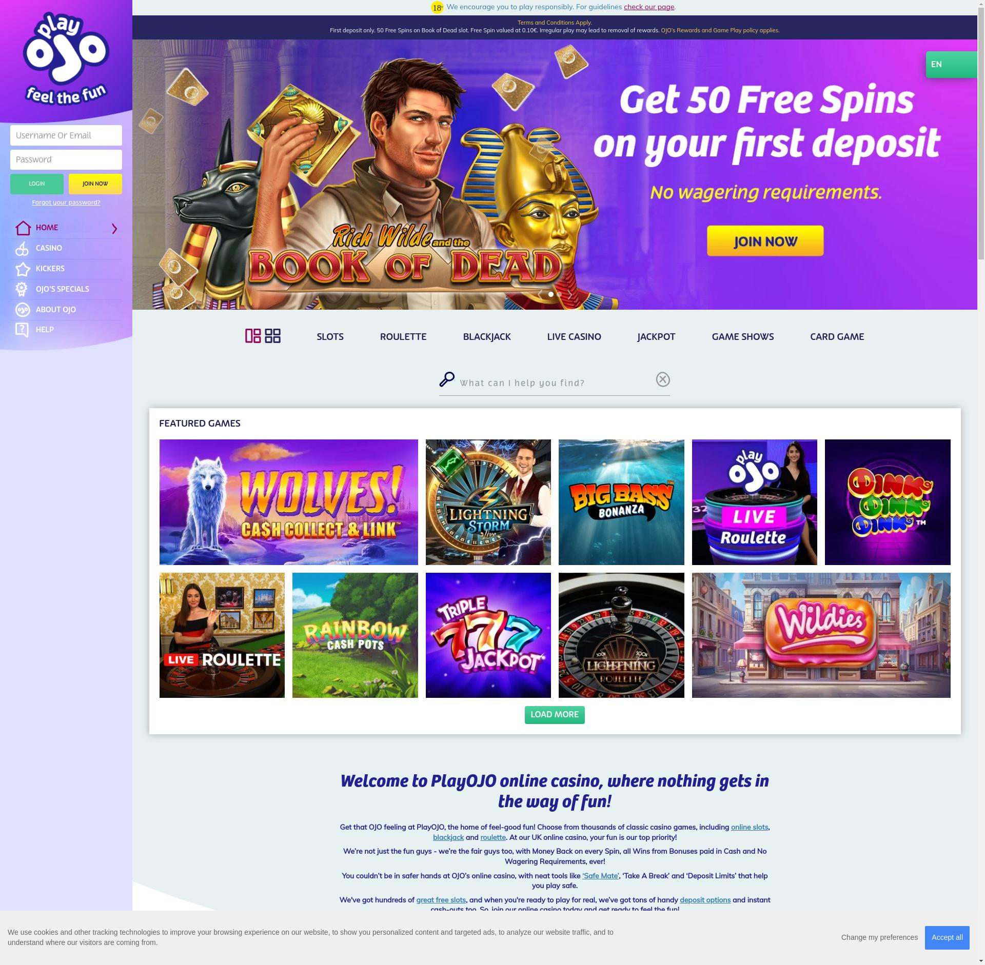 PlayOJO Casino Review & Bonuses