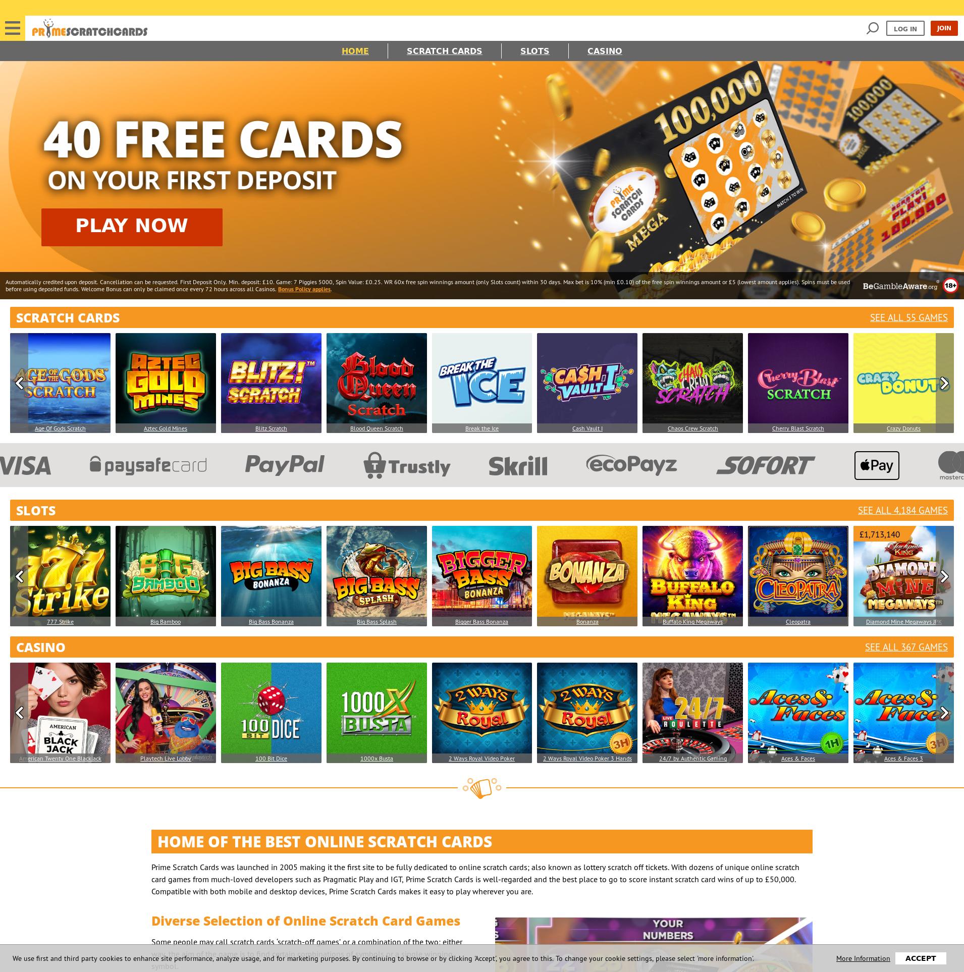 Prime Scratch Cards Casino Review & Bonuses | December, 2022